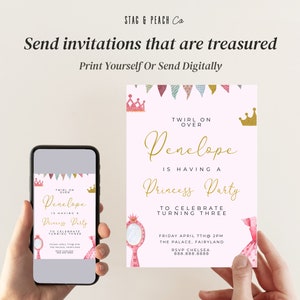 Editable Girls Princess Birthday Invitation - Princess Party Invite ...