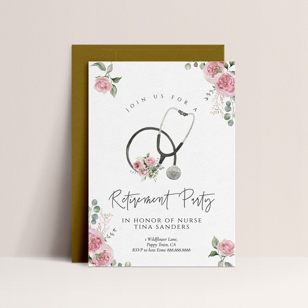 Nurse Retirement Invitation Template - Nurse Retirement Party Invite ...