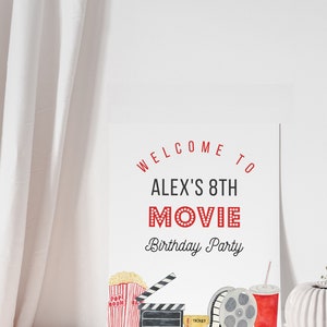 Movie Birthday Welcome Sign - Movie Banner, Movie Theme Decor, Cinema ...