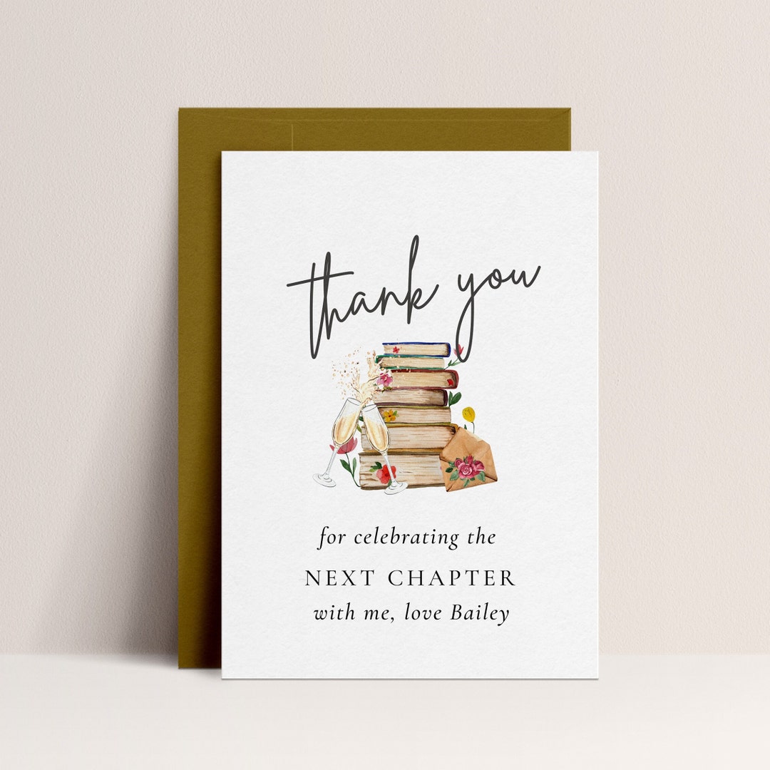 Book Themed Bridal Shower Thank You Card - Book Theme Bridal Shower ...