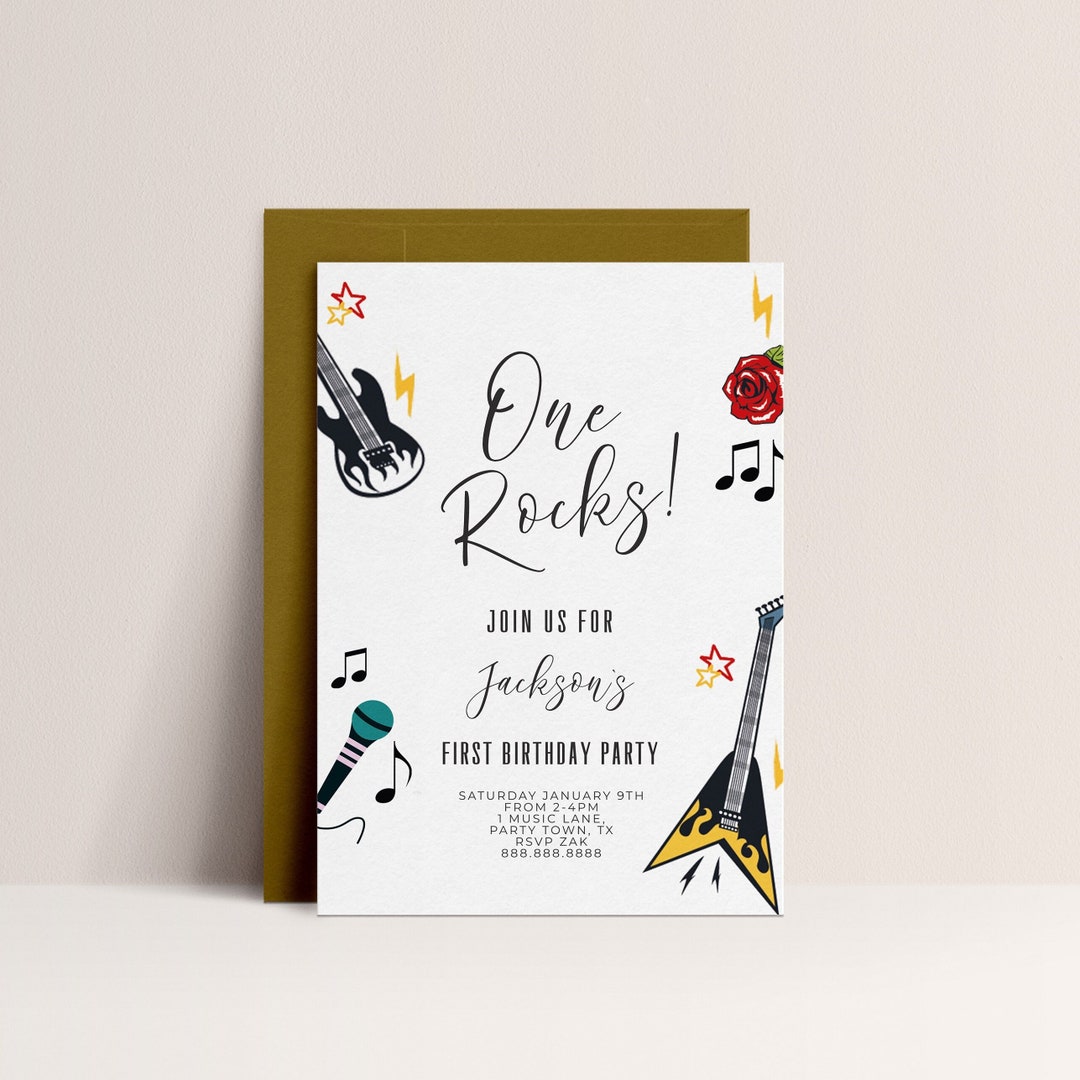 One Rocks Birthday Invitation -rock Birthday Party Invitation, Rock ...
