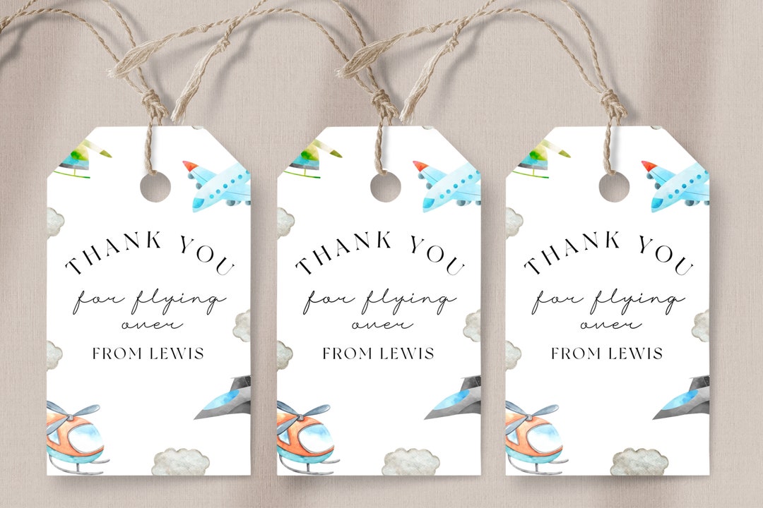 Airplane Birthday Favor Tags - Plane Favors, Transportation Birthday ...