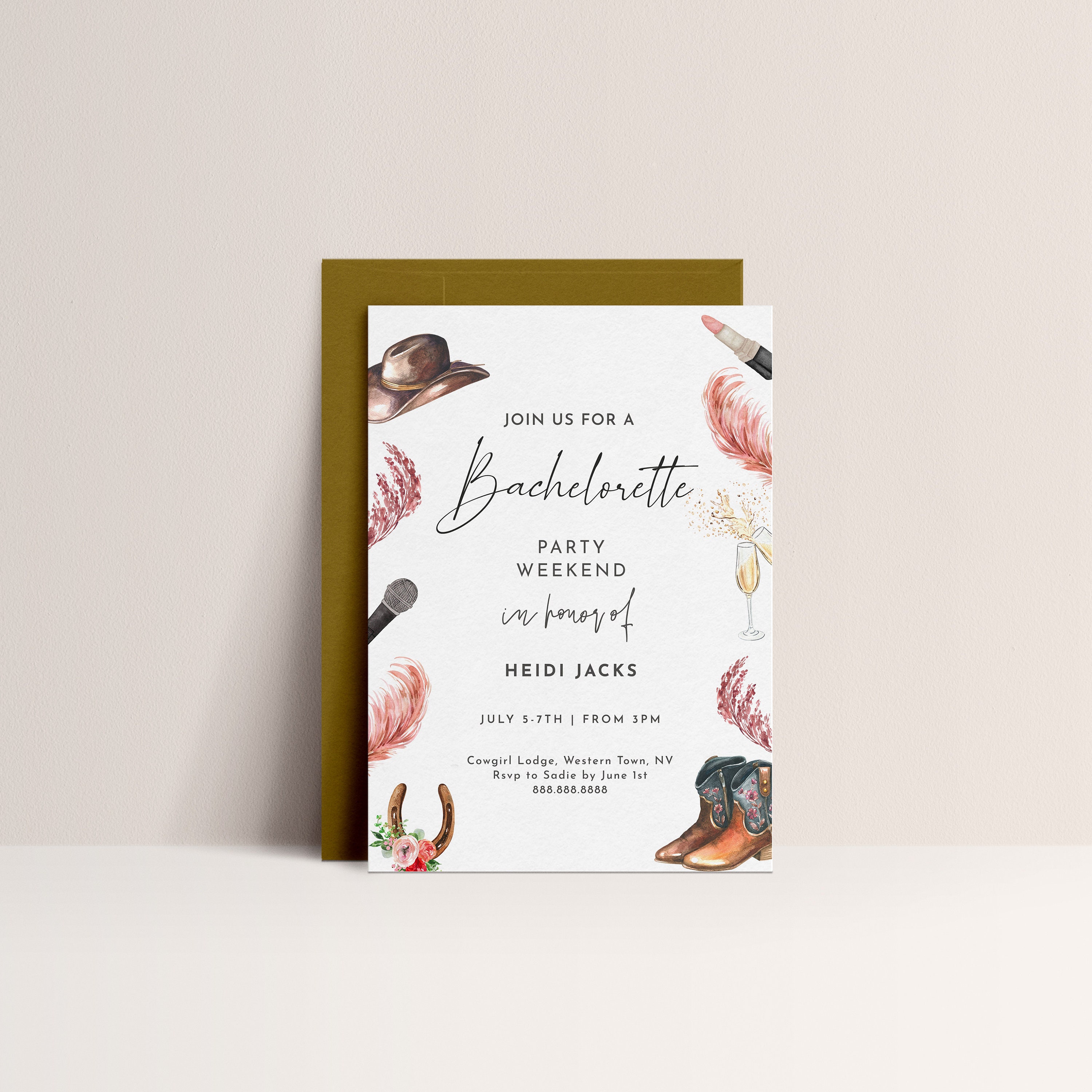 Western Bachelorette Party Invitation and Itinerary Template - Etsy
