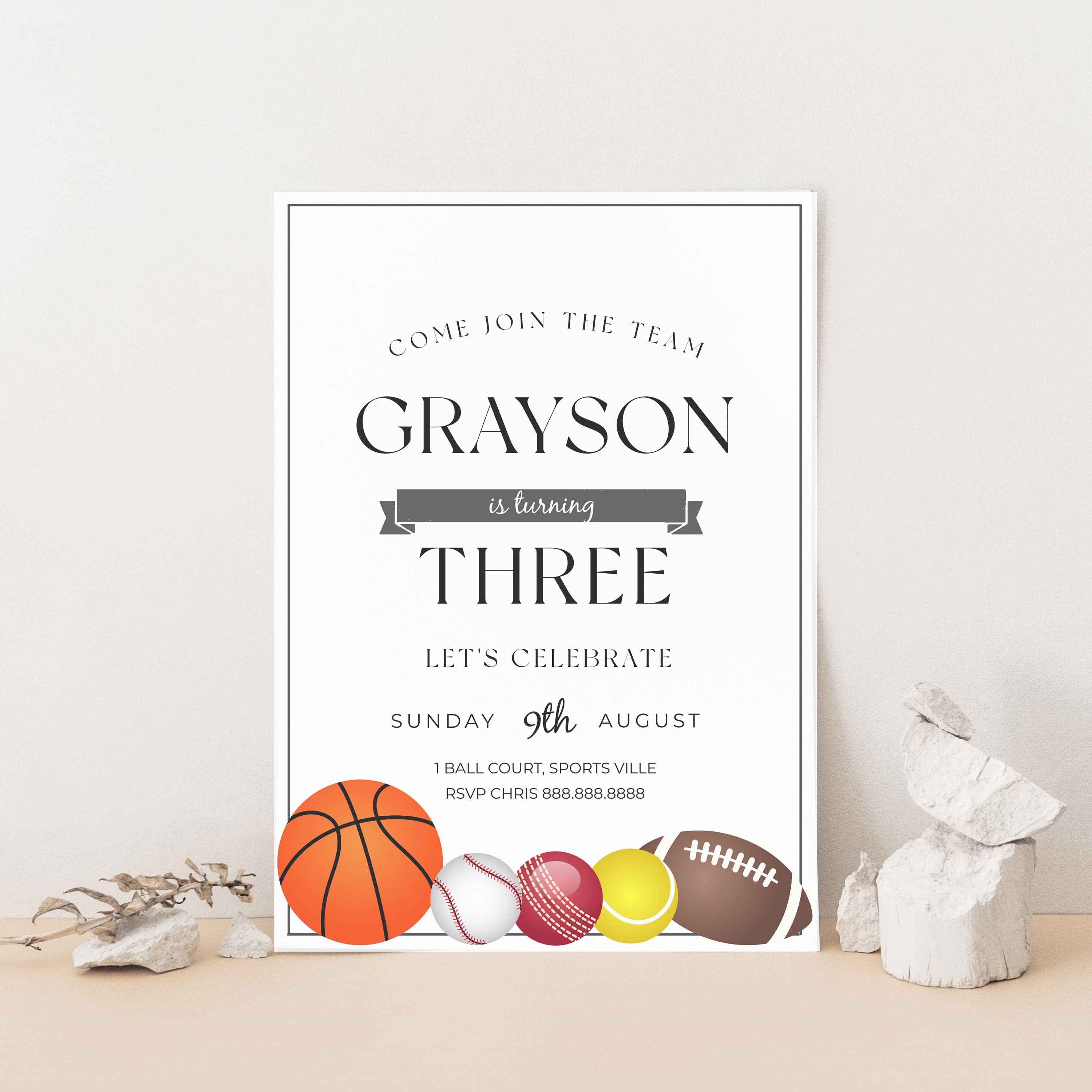 Editable Sports Birthday Invitation Sports Theme Party - Etsy
