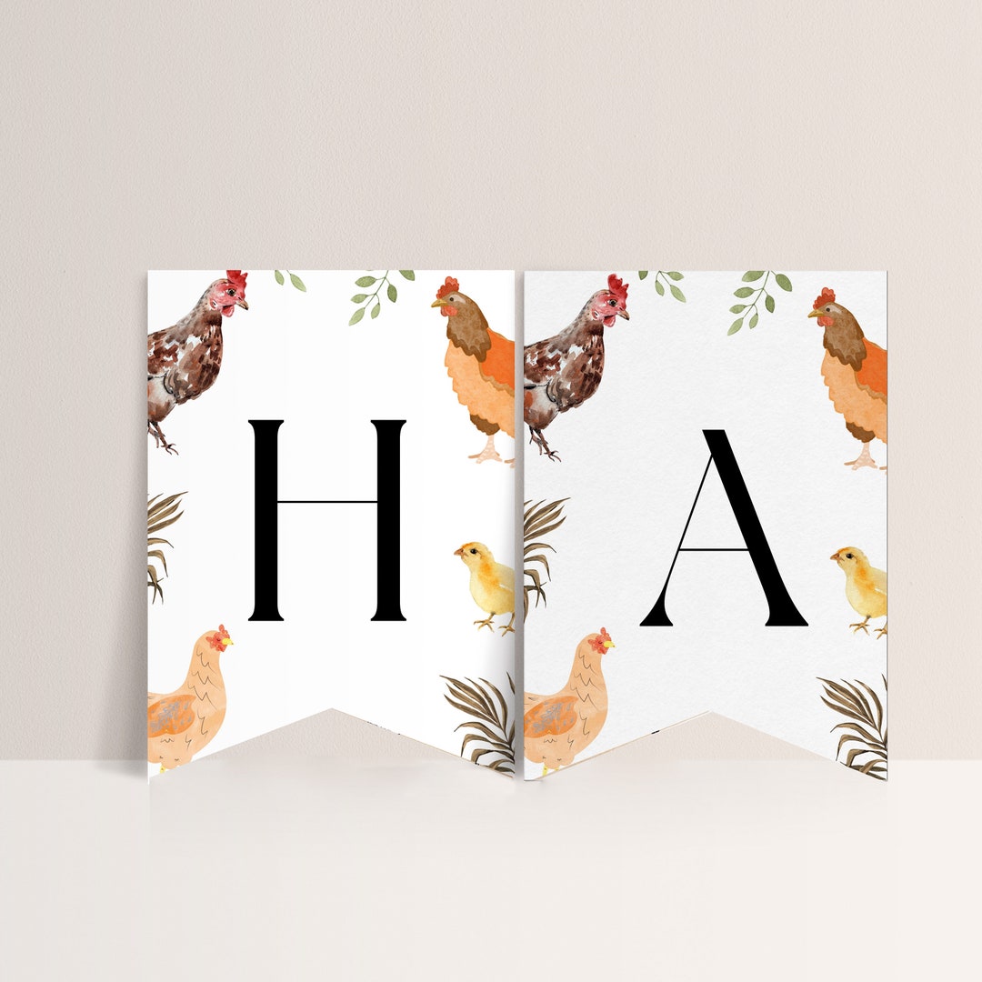 Chicken Banner - Barnyard Birthday Banner, Chicken Birthday Sign, Farm ...