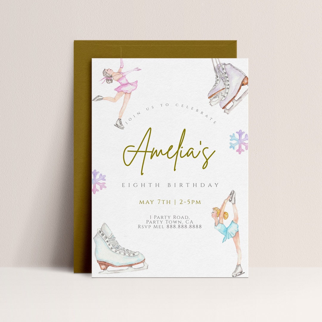 Ice Skating Invitation-ice Skating Birthday Invitation - Ice Skate ...
