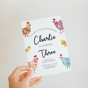 Chicken Theme Birthday Invitation-barnyard Birthday Invite, Chicken ...