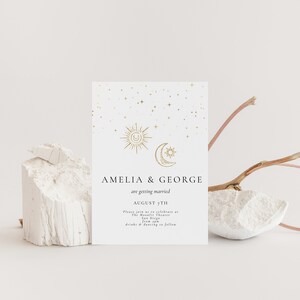 Moon Wedding Invite Template - Celestial Wedding Invitation, Stars ...