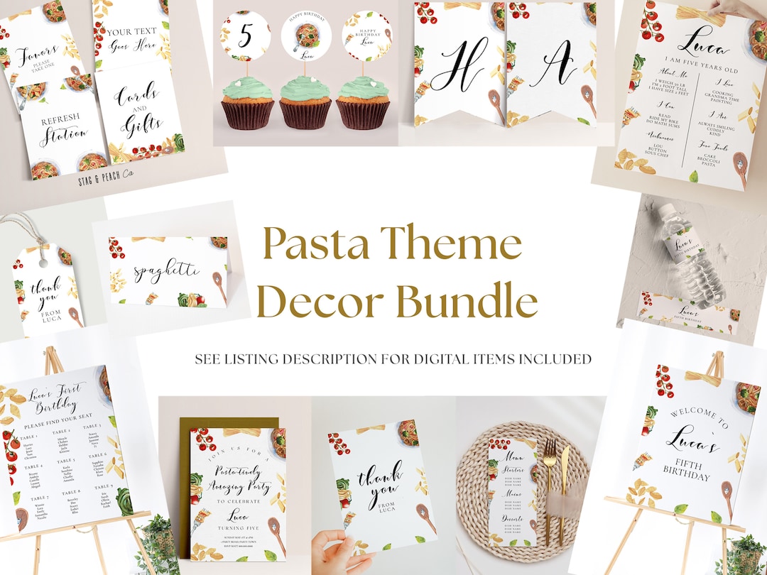 Pasta Birthday Decor Bundle -spaghetti Birthday Decor, Italian Birthday ...
