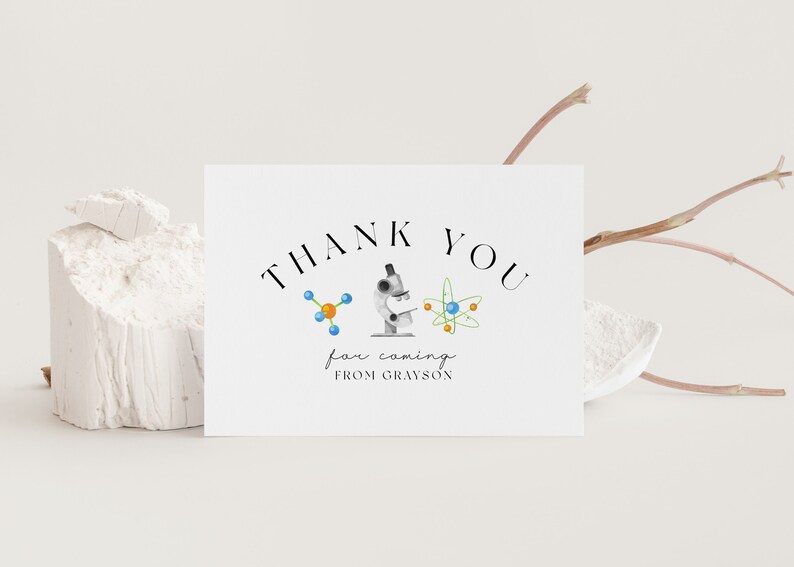 Science Party Thank You Card - Science Birthday Card, Science Party ...