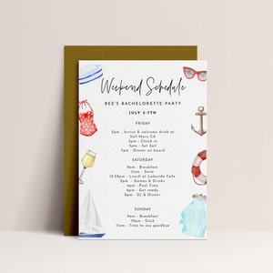 Nautical Bachelorette Itinerary Template -nautical Bachelorette ...