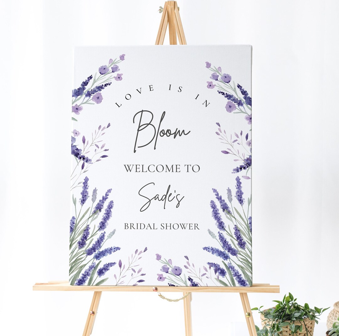 Lavender Bridal Shower Welcome Sign - Purple Bridal Shower Sign, Lilac ...