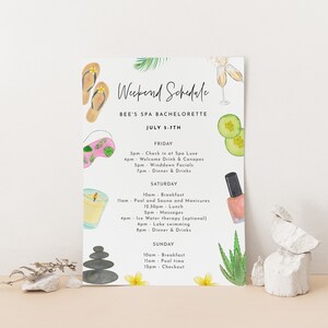 Spa Bachelorette Itinerary Template-bachelorette Spa Itinerary, Weekend ...