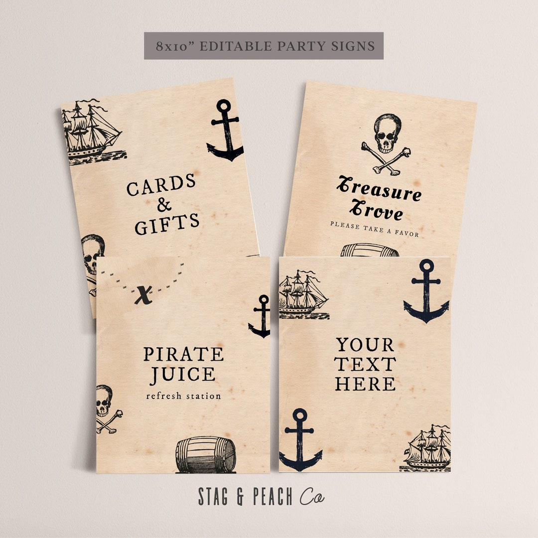 Pirate Birthday Signs - Pirate Birthday Party Decorations, Pirate ...