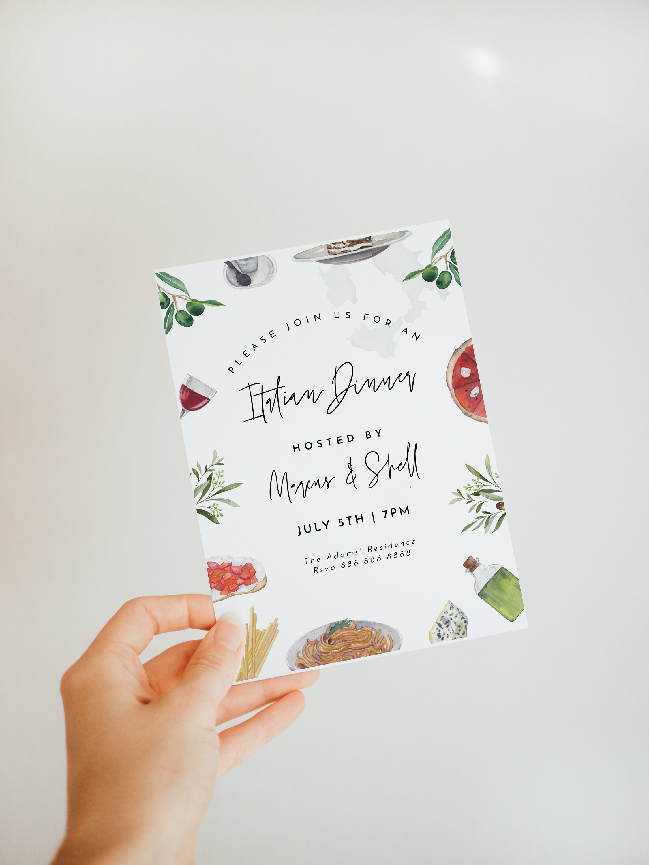 Italian Theme Rehearsal Dinner Invite - Italian Invite, Pasta ...