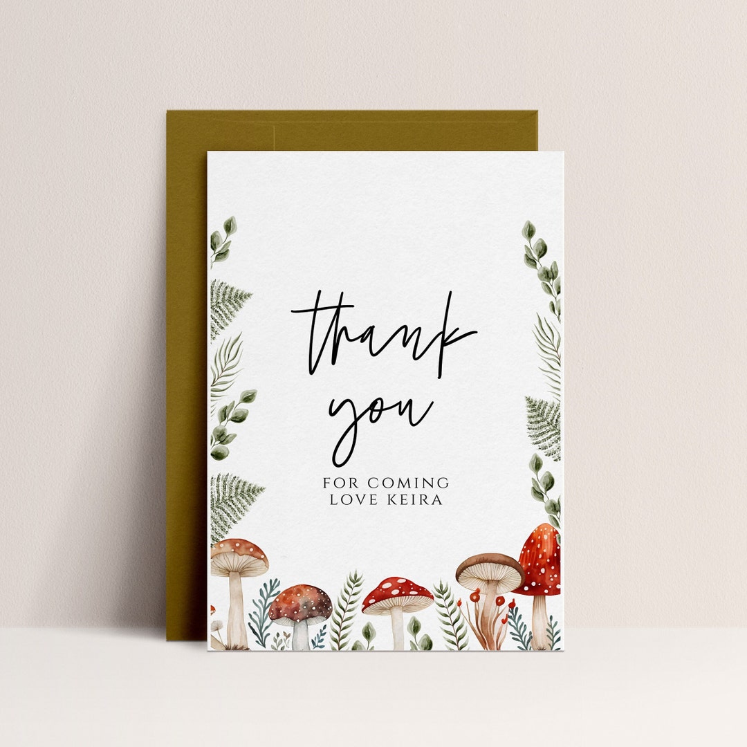 Mushroom Thank You Card-woodland Bridal Shower, Mushroom Bridal Shower ...