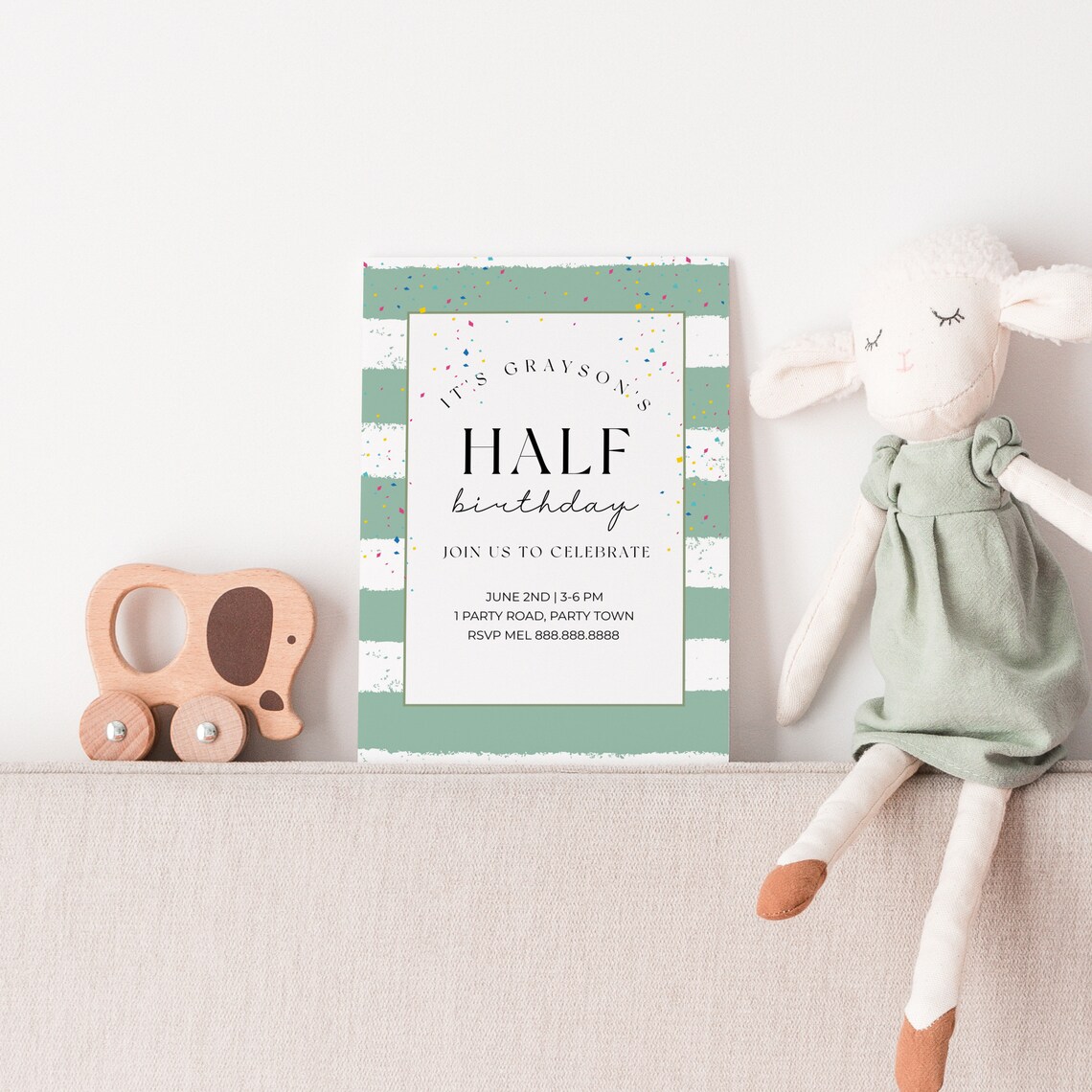 Half Birthday Invitation Boys green Half Birthday Invitation | Etsy