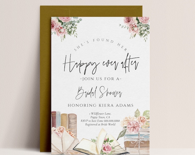 Book Themed Bridal Shower Invitation, Next Chapter, Love Story Bridal ...