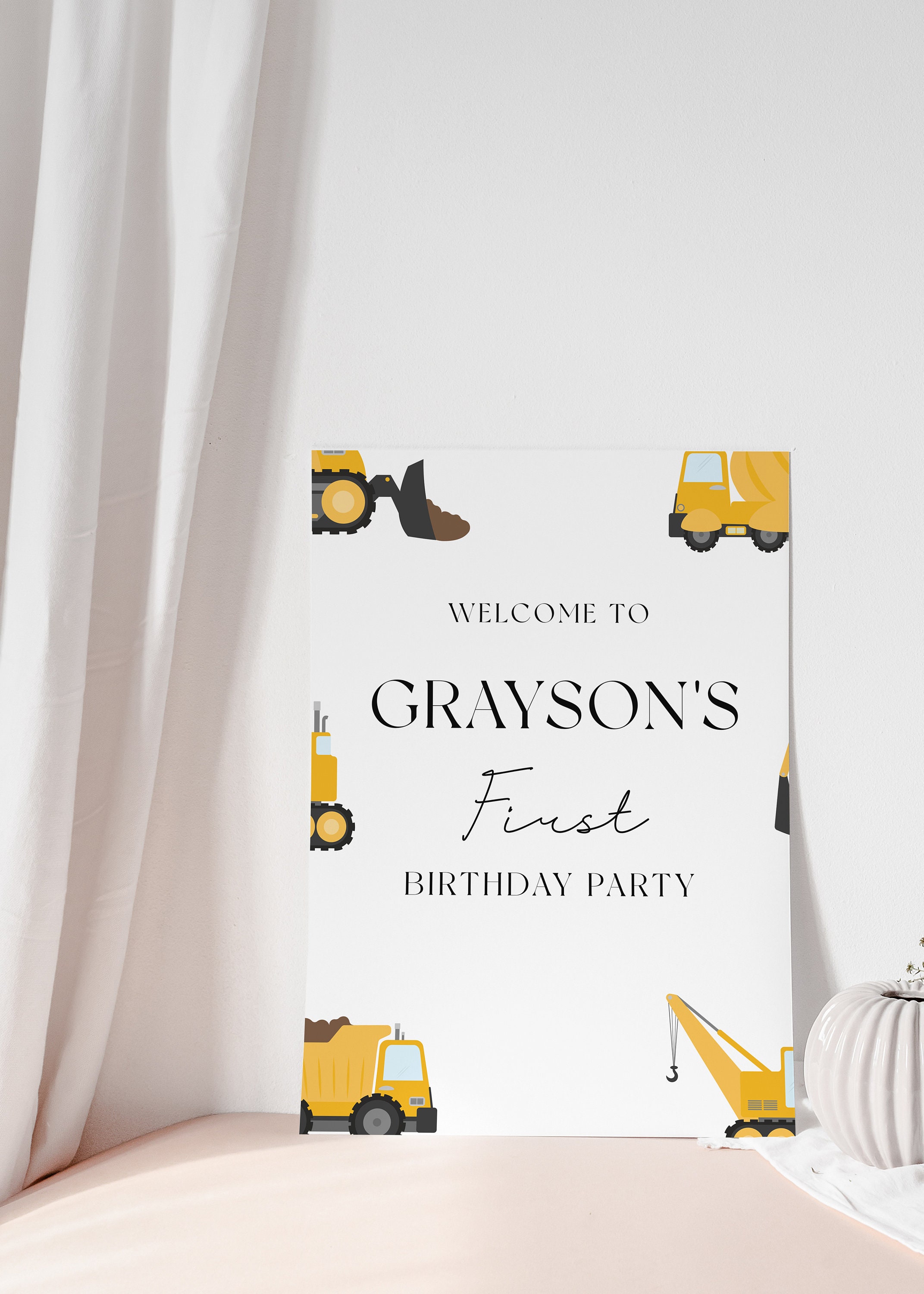 Construction Birthday Welcome Sign Construction Trucks Sign | Etsy