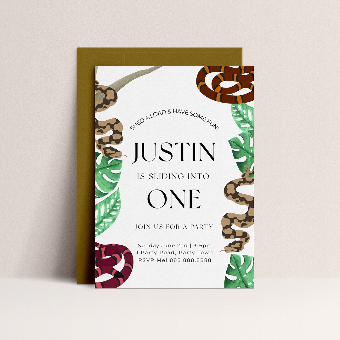 Snake Birthday Invitation - Editable Snake Party Invitation, Snake ...