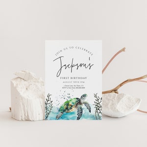 Turtle Birthday Invitation - Turtle Party, Turtle Invitation, Kids ...