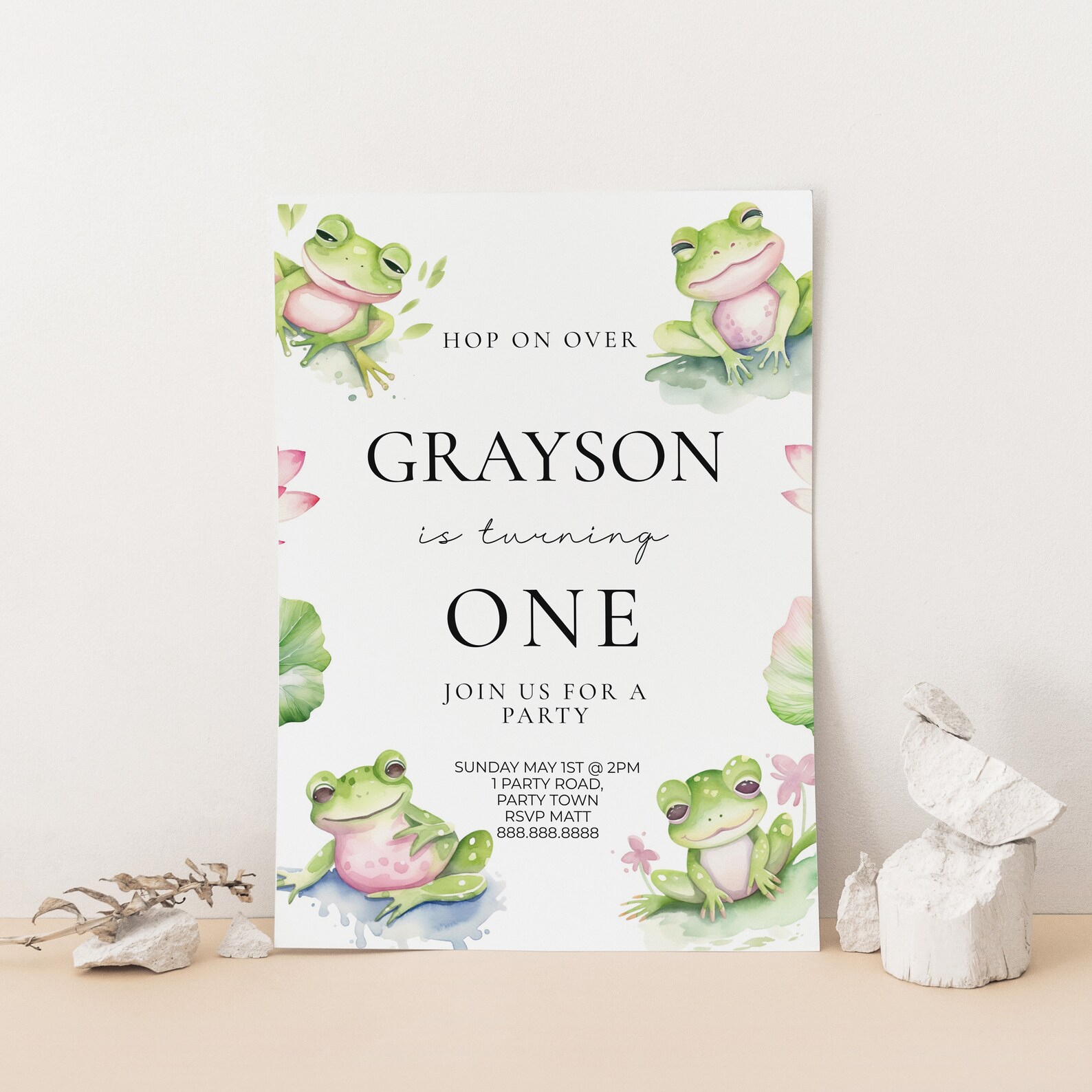 Frog Birthday Invitation - Frog Birthday Party Invitation, Amphibian ...