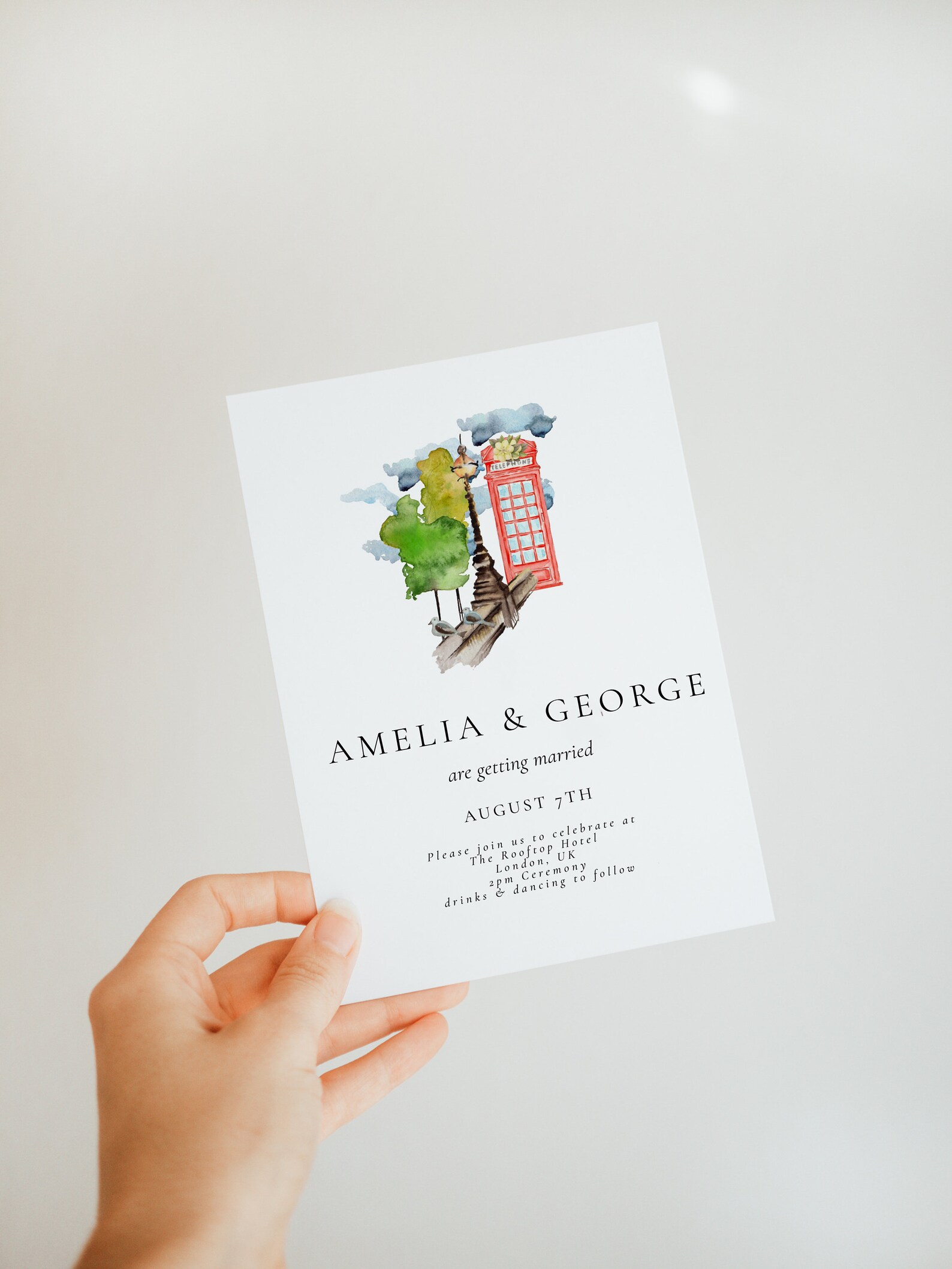 London Wedding Invitation - London Theme Wedding Invitation Template ...