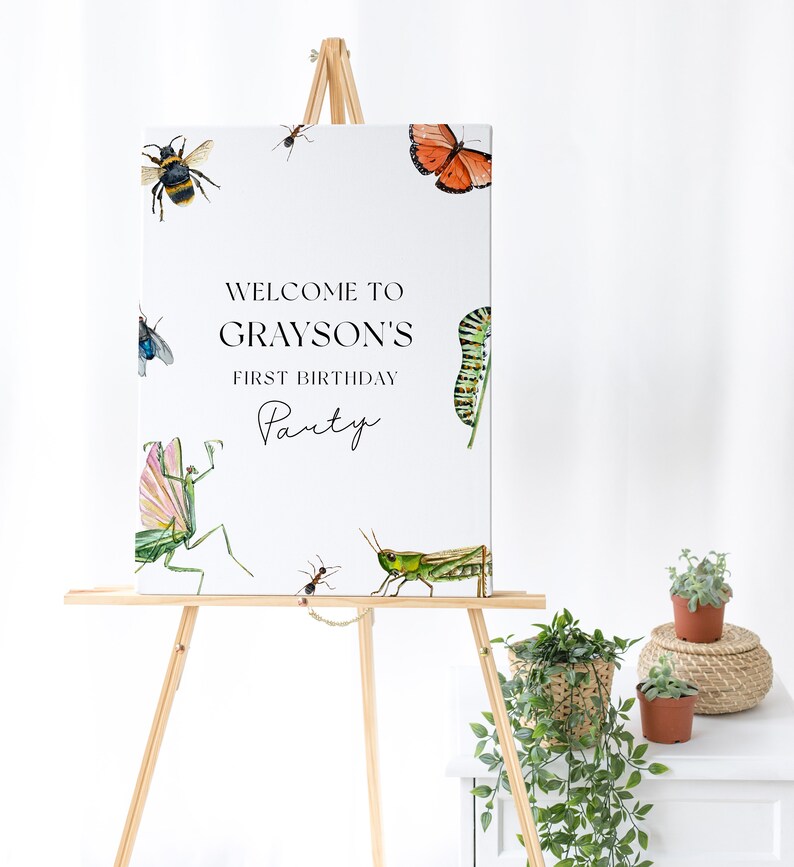 Bug Birthday Banner - Bug Sign, Insect Party Supplies, Nature Birthday ...