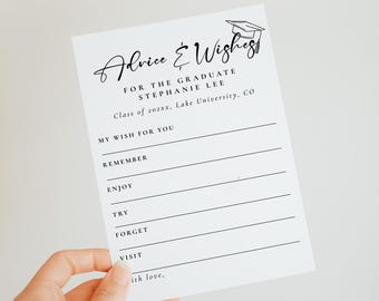 Graduation Advice Card Template - Etsy