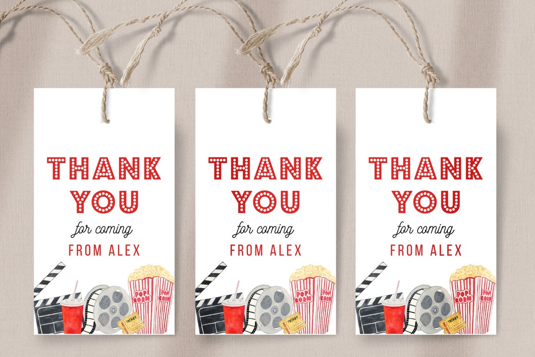 Movie Favor Tags - Cinema Birthday Template, Movie Theme Favors, Movie ...