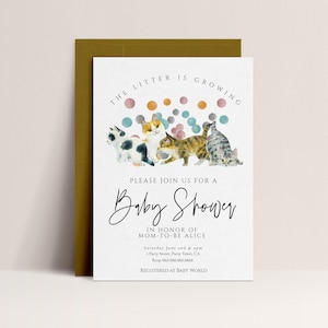 Kitten Baby Shower Invitation - Cat Theme Baby Shower Invite, Gender ...