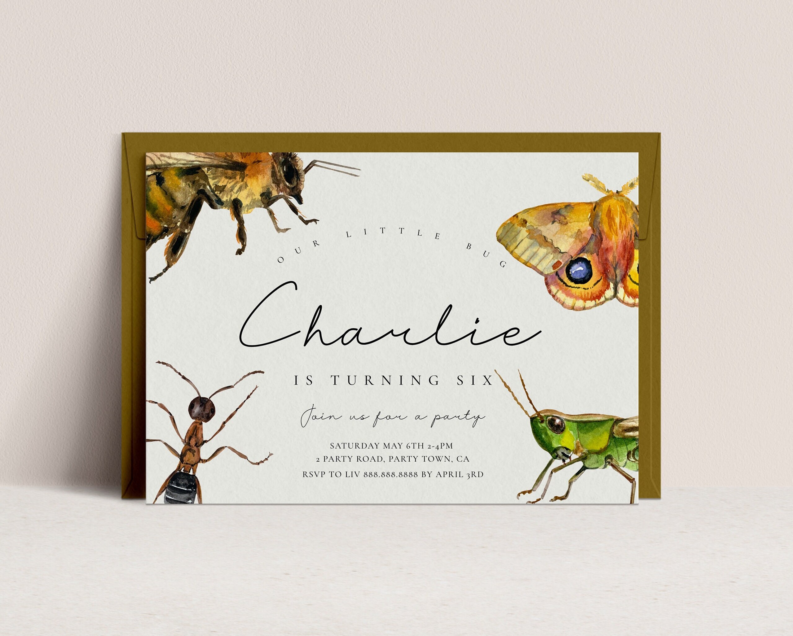 Bug Invitation Bug Birthday Party Invite Template Bug - Etsy