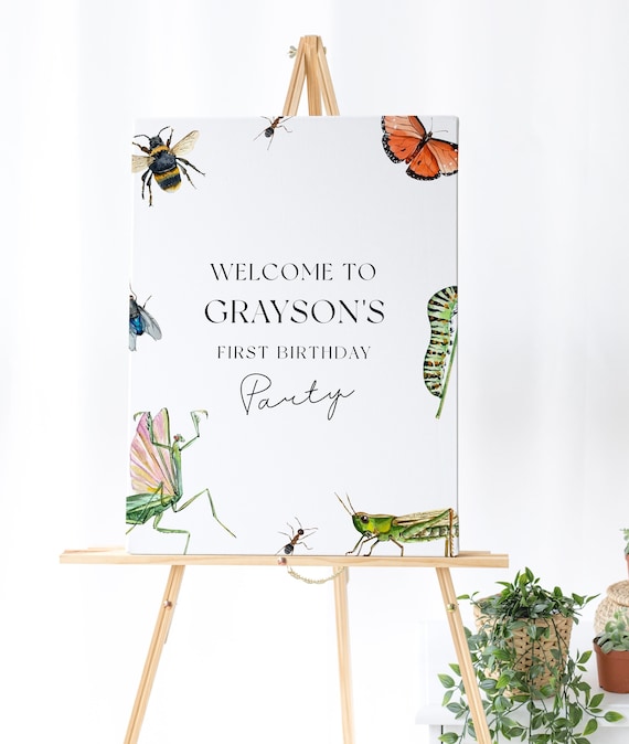 Editable Bug Birthday Welcome Sign Insect Welcome Sign Bug - Etsy