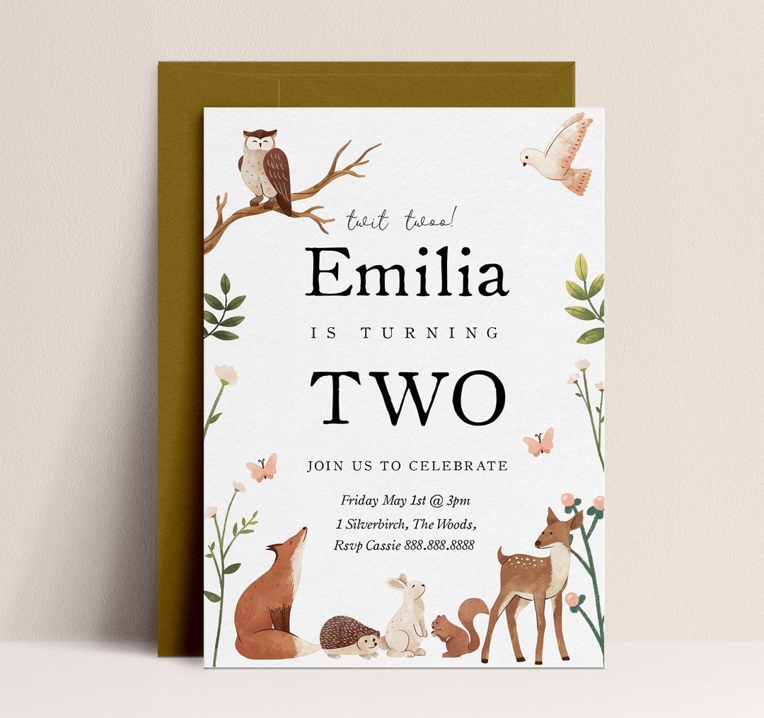 Editable Woodland Animals Birthday Invitation-woodland Party Invite ...