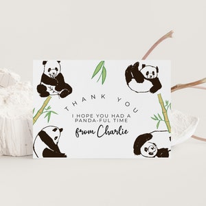 Panda Thank You Card Editable -panda Birthday Thank You Card, Panda ...