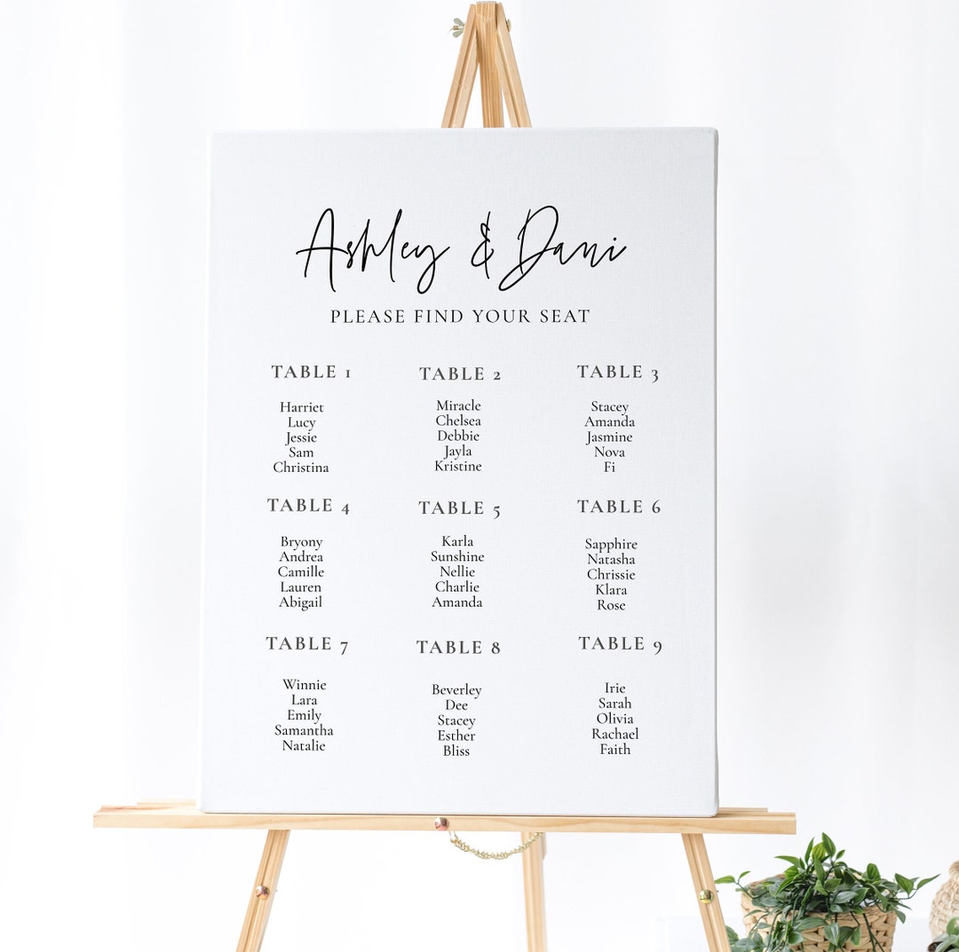 Minimalist Wedding Seating Chart - Minimalist Wedding Decor, Modern ...