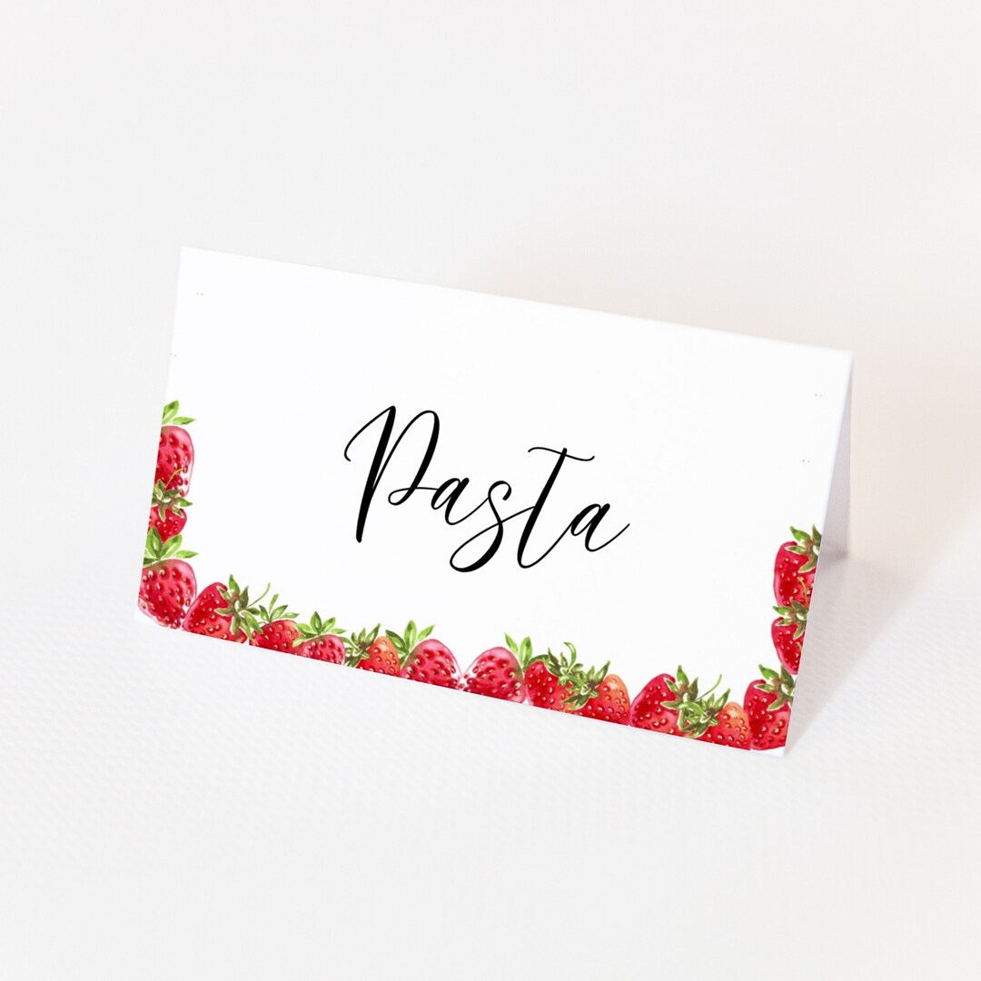 Berry First Place Cards - Strawberry Birthday Food Label, Berries Food ...