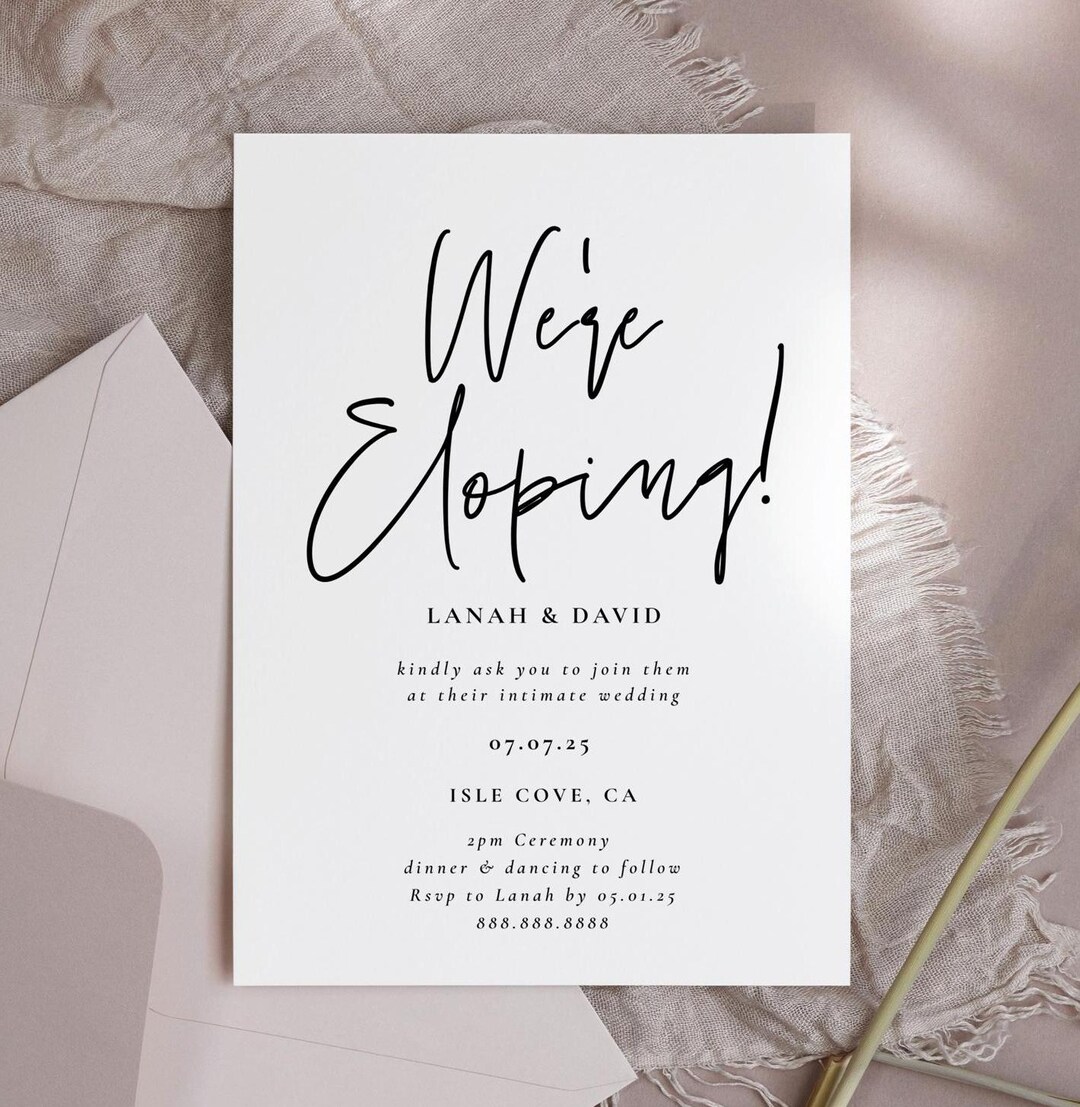 We're Eloping Invitation - Elopement Invitation Template, Elopement ...