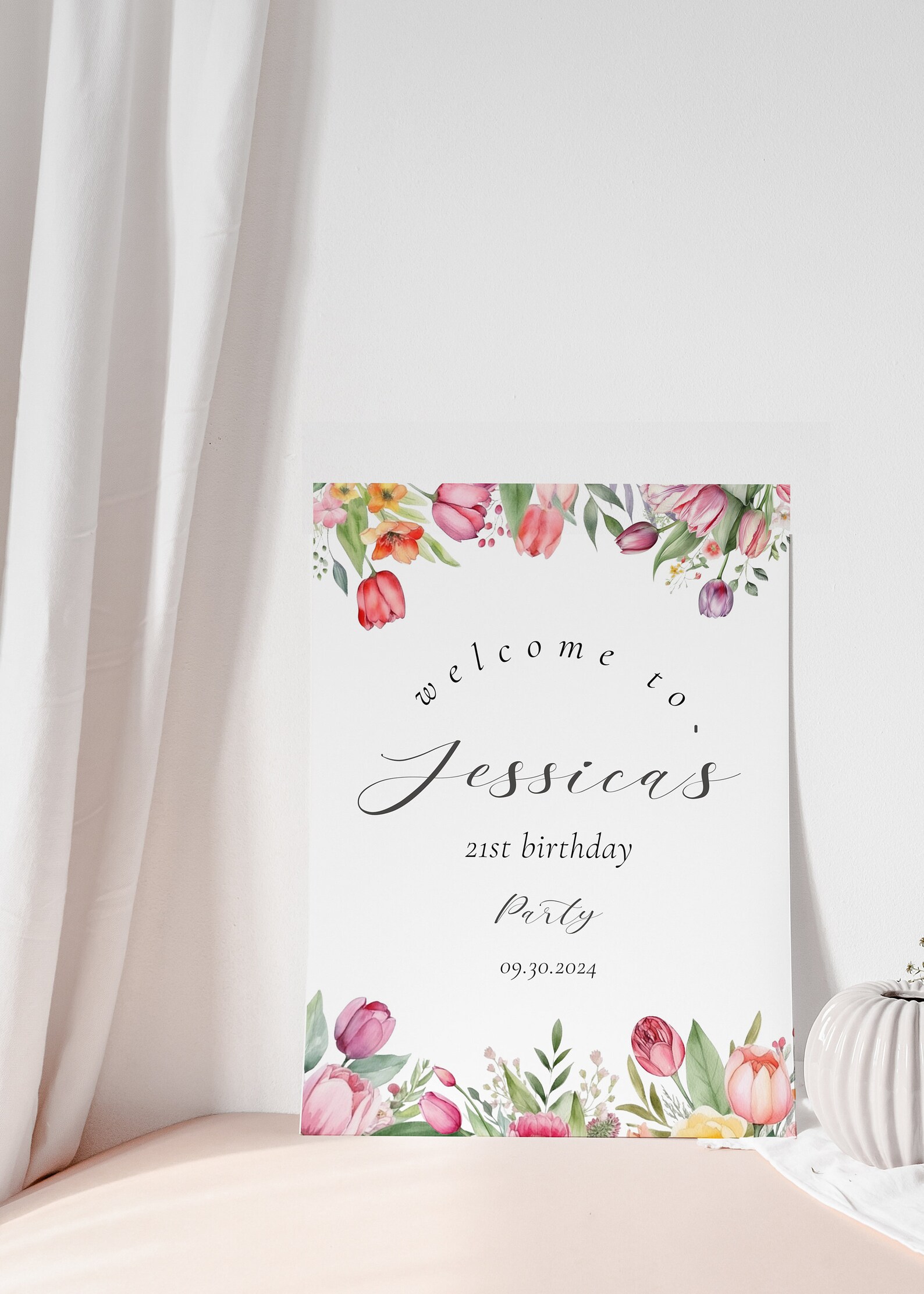 Tulip Birthday Welcome Sign - Tulip Wedding Sign, Tulip Themed Decor ...