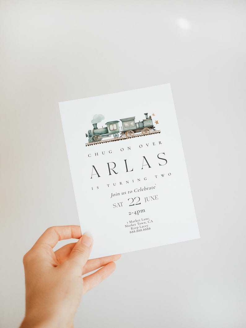 Steam Train Birthday Party Invitation - Editable Train Birthday ...
