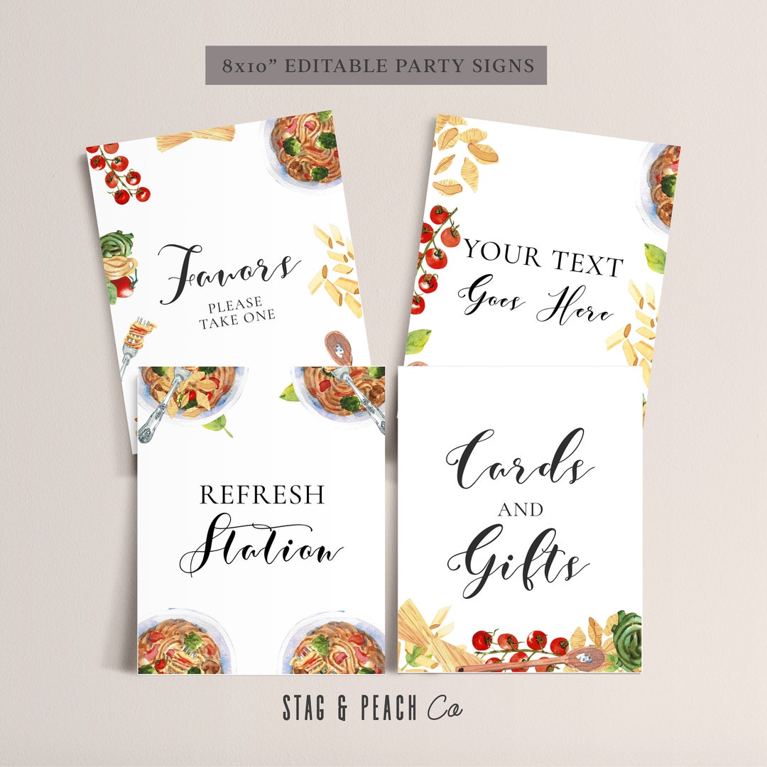 Pasta Birthday Signs - Spaghetti Birthday Decor, Italian Birthday Sign ...