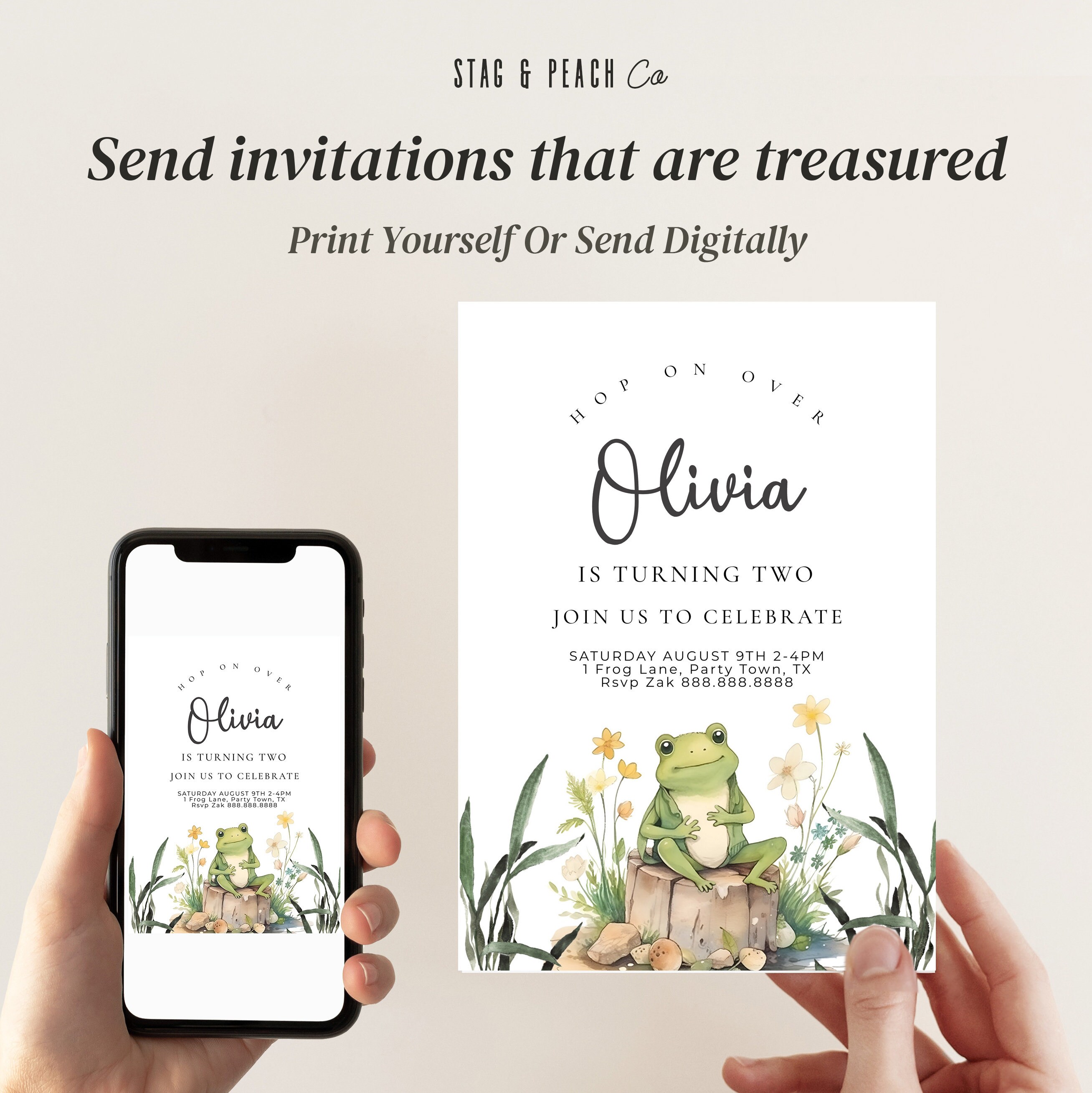 Frog Birthday Invitation - Frog Birthday Party Invitation, Amphibian ...