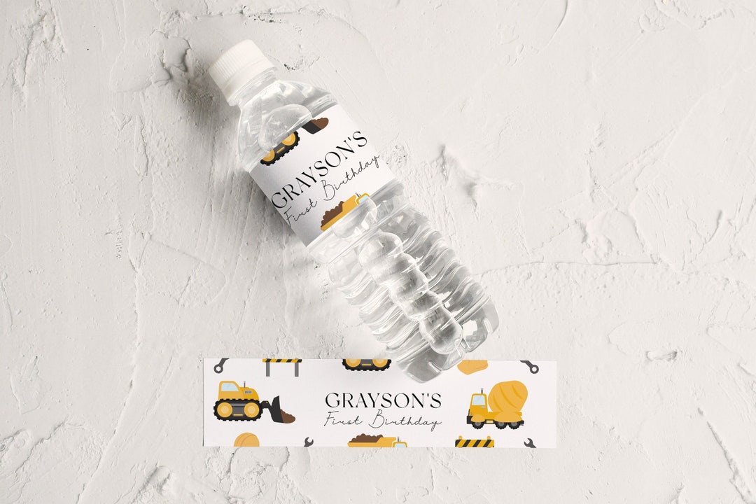 Construction Water Bottle Labels - Construction Bottle Sticker ...