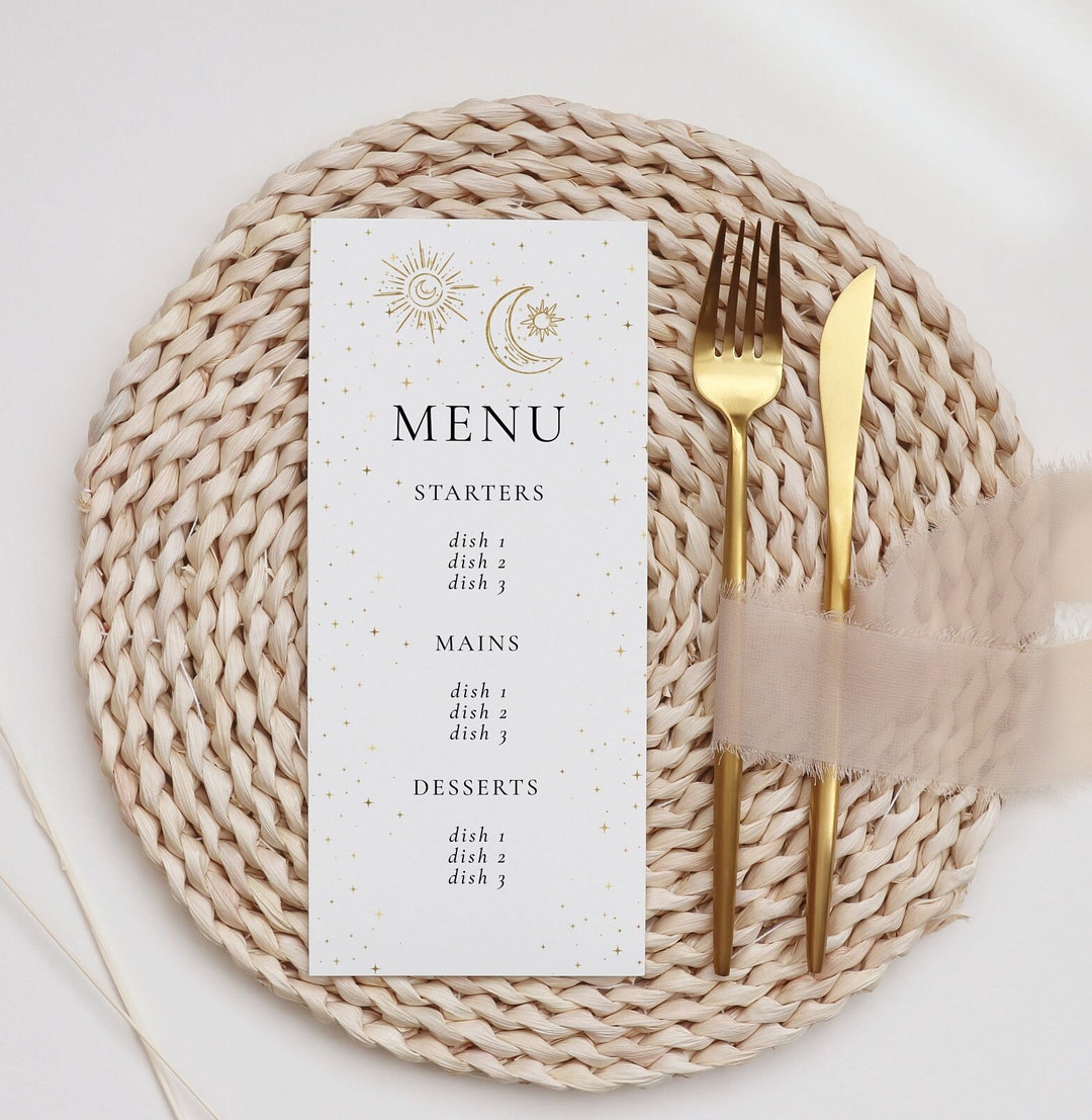 Celestial Wedding Menu Template - Star Wedding Decor, Moon Wedding ...