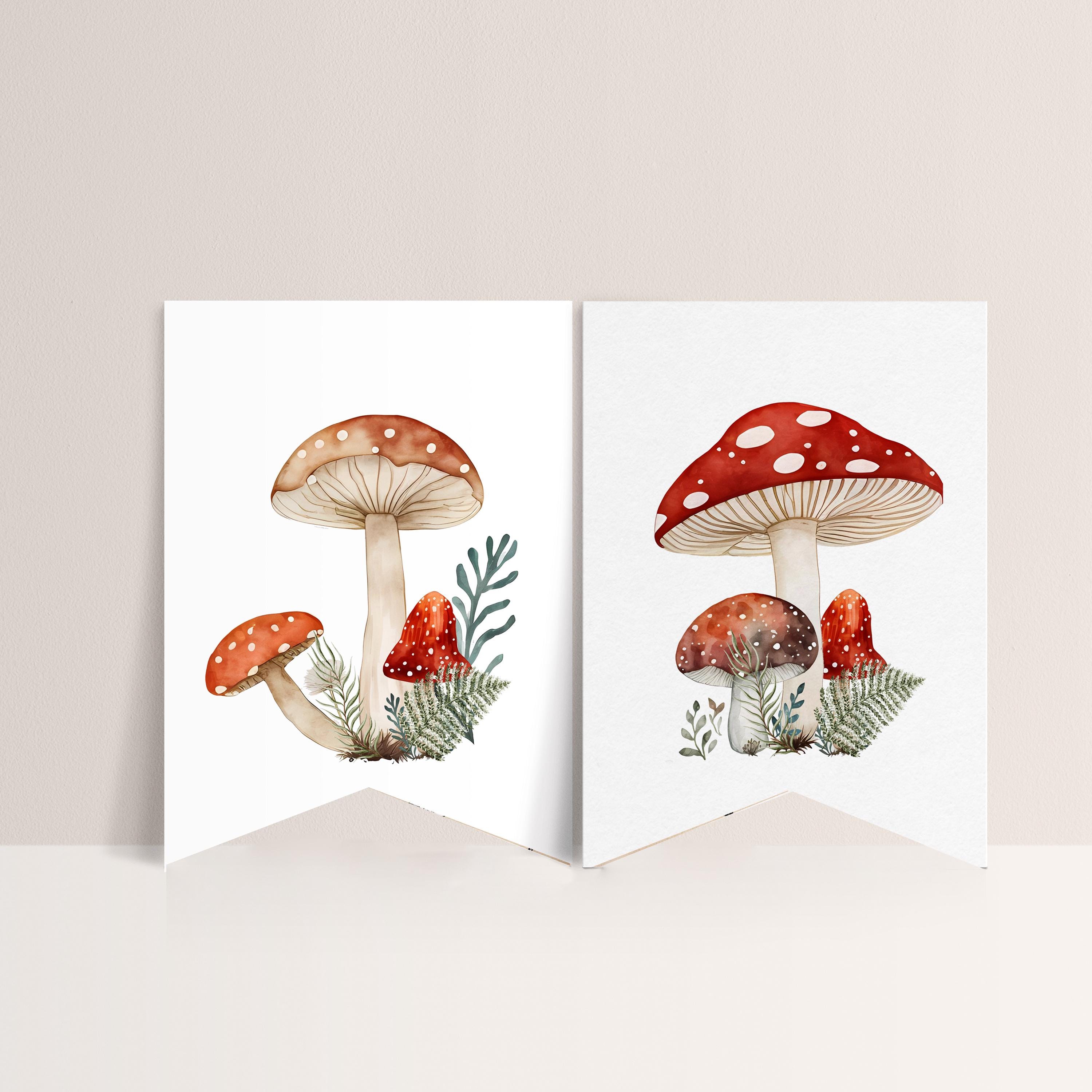 Mushroom Banner Template - Mushroom Bunting, Mushroom Bridal Shower ...