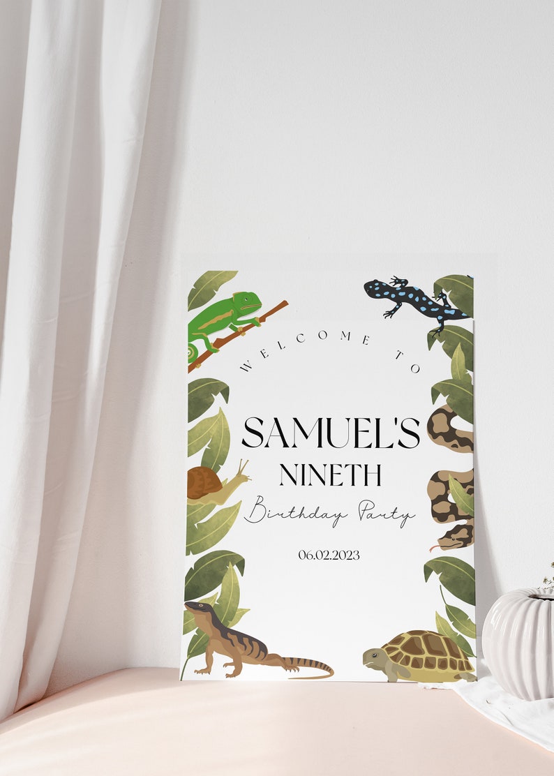 Reptile Birthday Banner Editable Reptile Party Decorations - Etsy