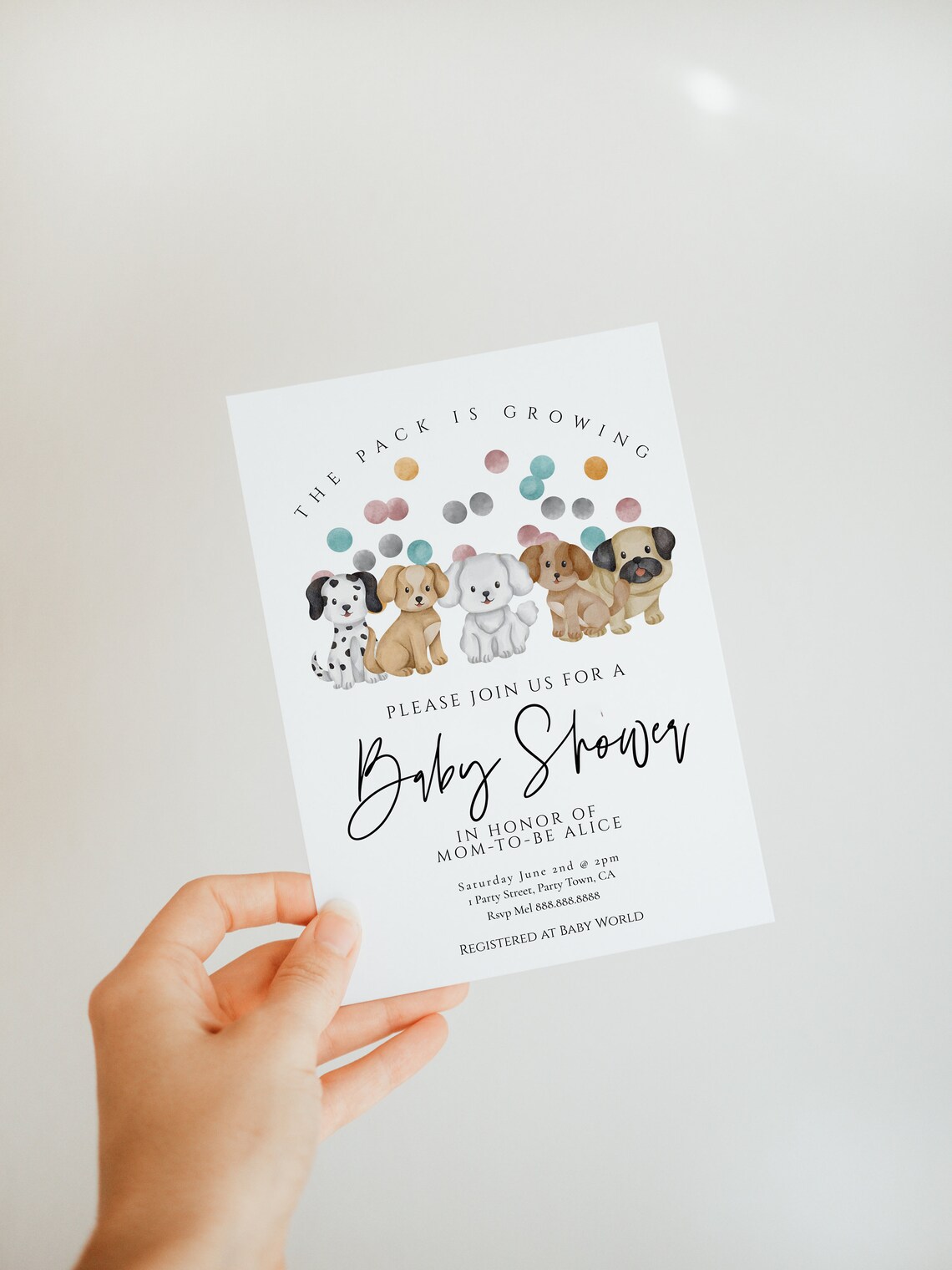 Puppy Baby Shower Invitation - Dog Theme Baby Shower Invitation, Gender ...