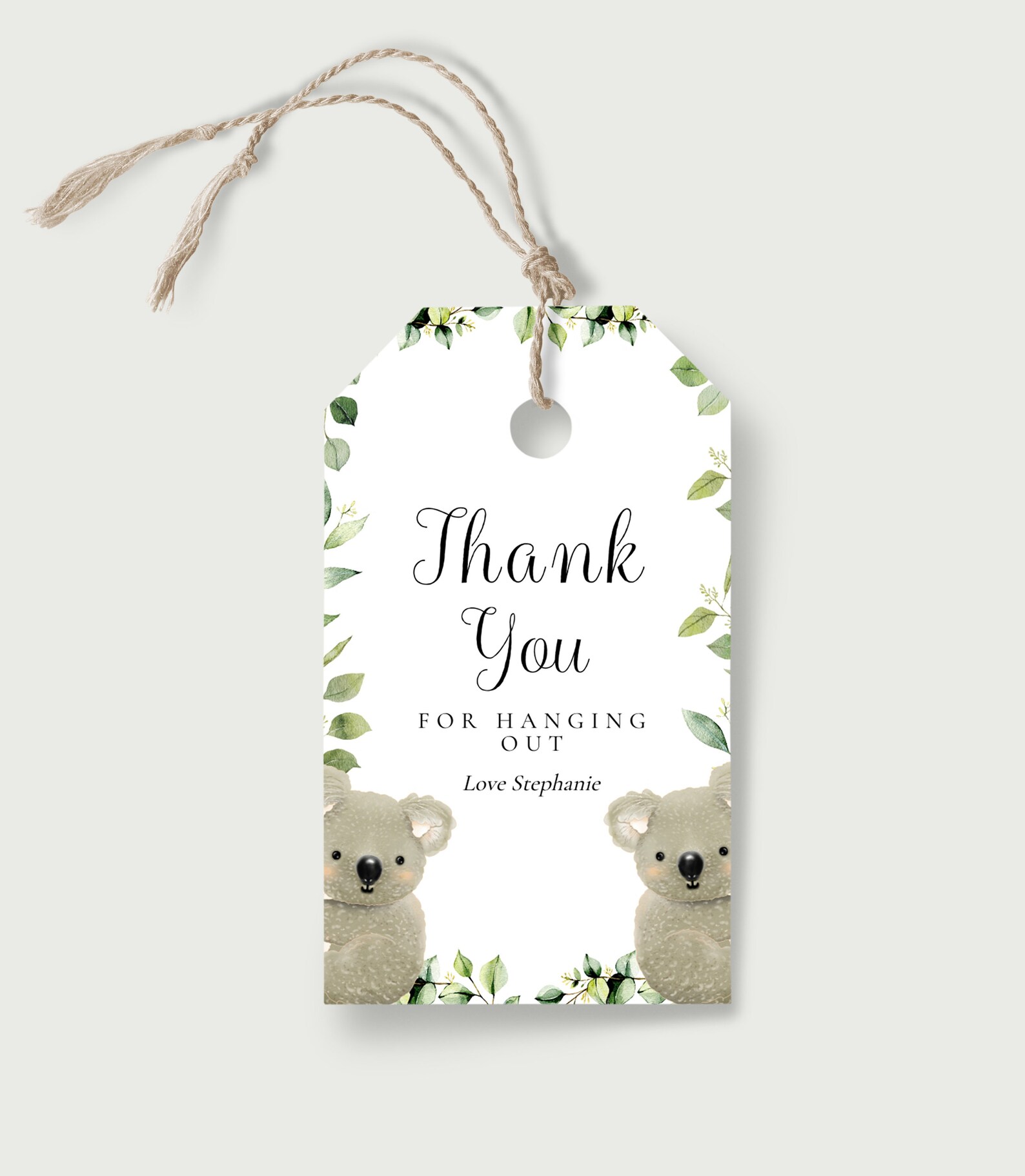 Koala Party Favor Tag-koala Party Decorations, Koala Birthday Party ...