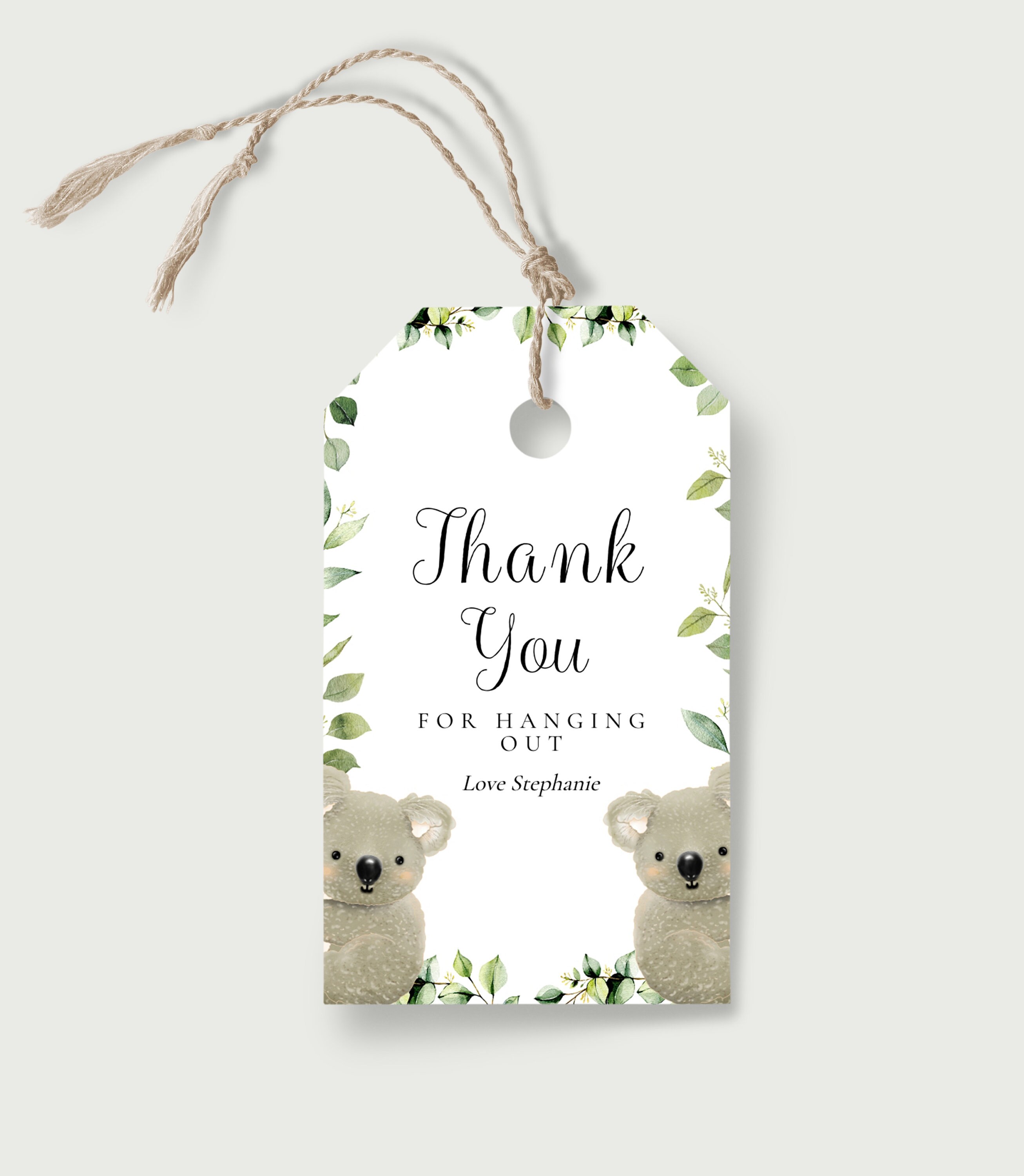 Koala Party Favor Tag-koala Party Decorations, Koala Birthday Party ...