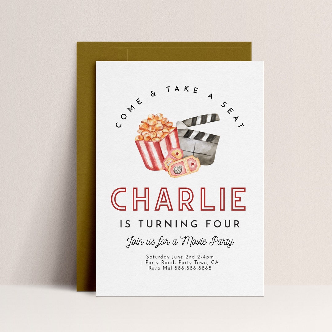 Movie Invitation - Movie Birthday Invitation, Cinema Birthday ...